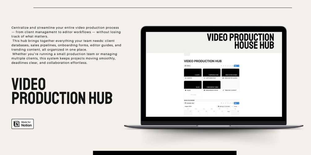 🎬 Video Production Hub. The all-in-one Notion system for video teams