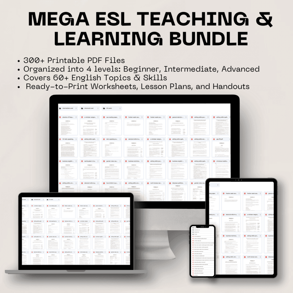 📚 Mega ESL Teaching & Learning Bundle – 300+ PDF Files | 4 Folders by ...