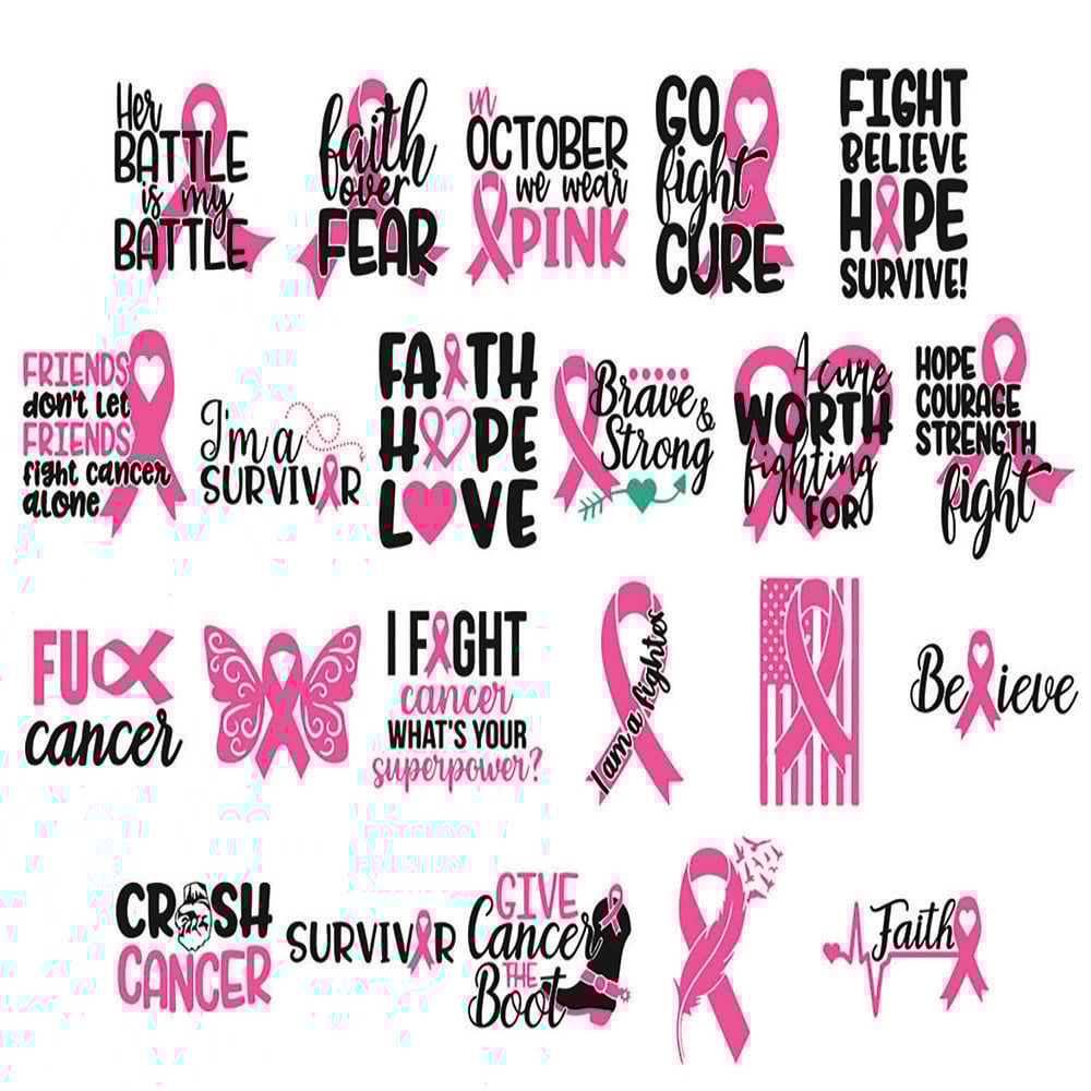 Breast Cancer SVG Bundle, Pink Awareness Ribbon Svg, Pink Cancer Svg ...