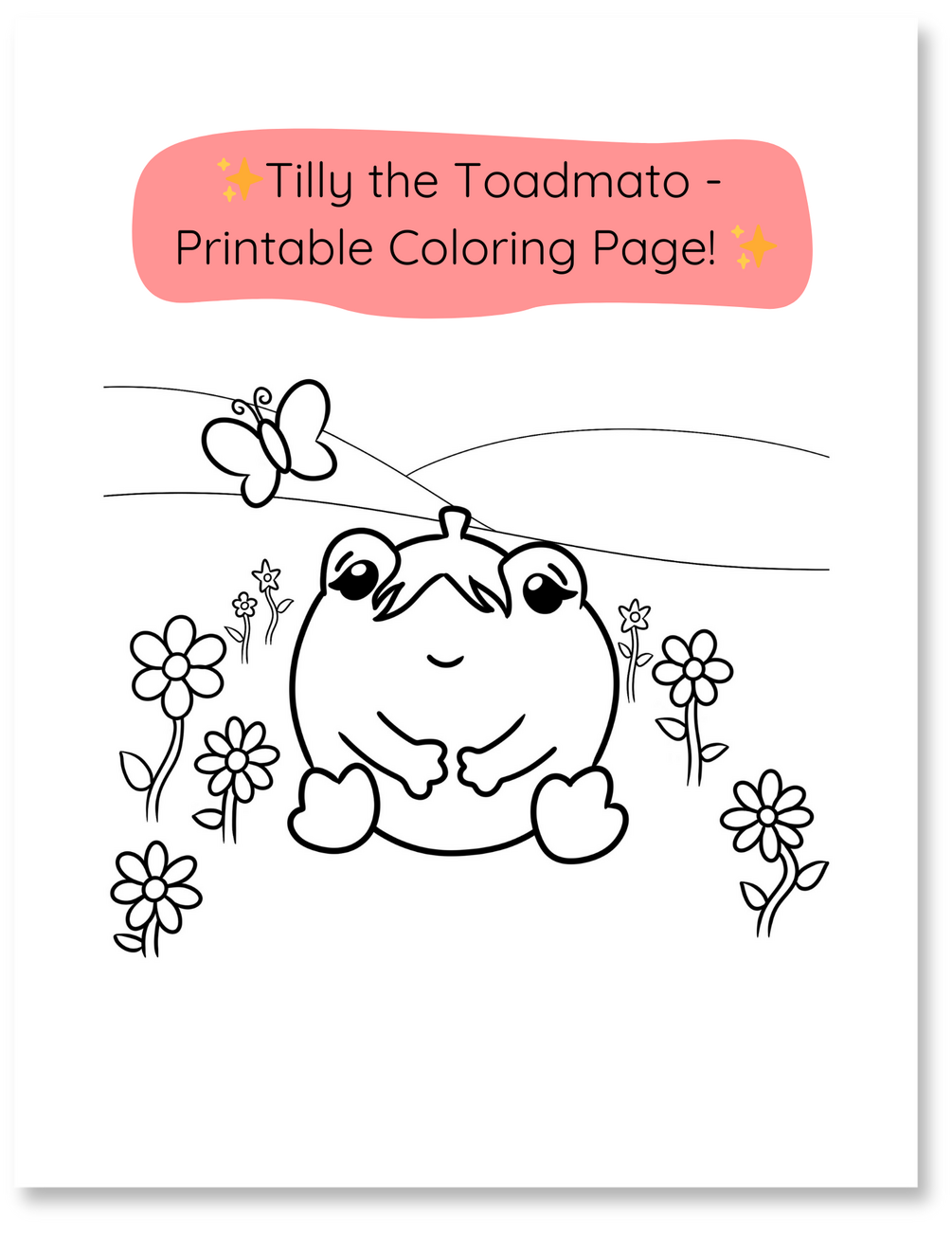 Tilly the Toadmato – Whimsical Printable Coloring Page!