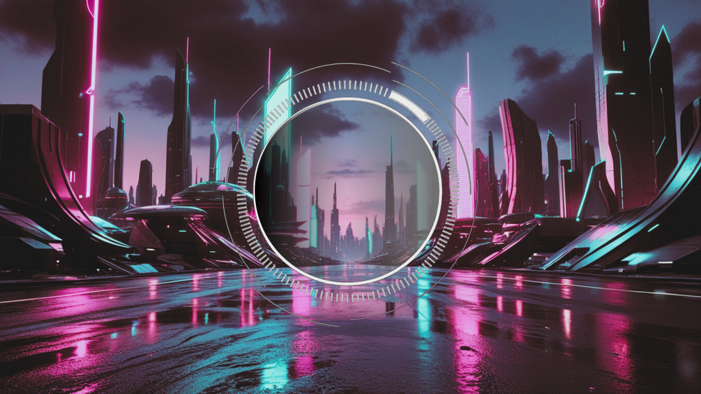 Futuristic Portal Virtual Background – Pink Surge