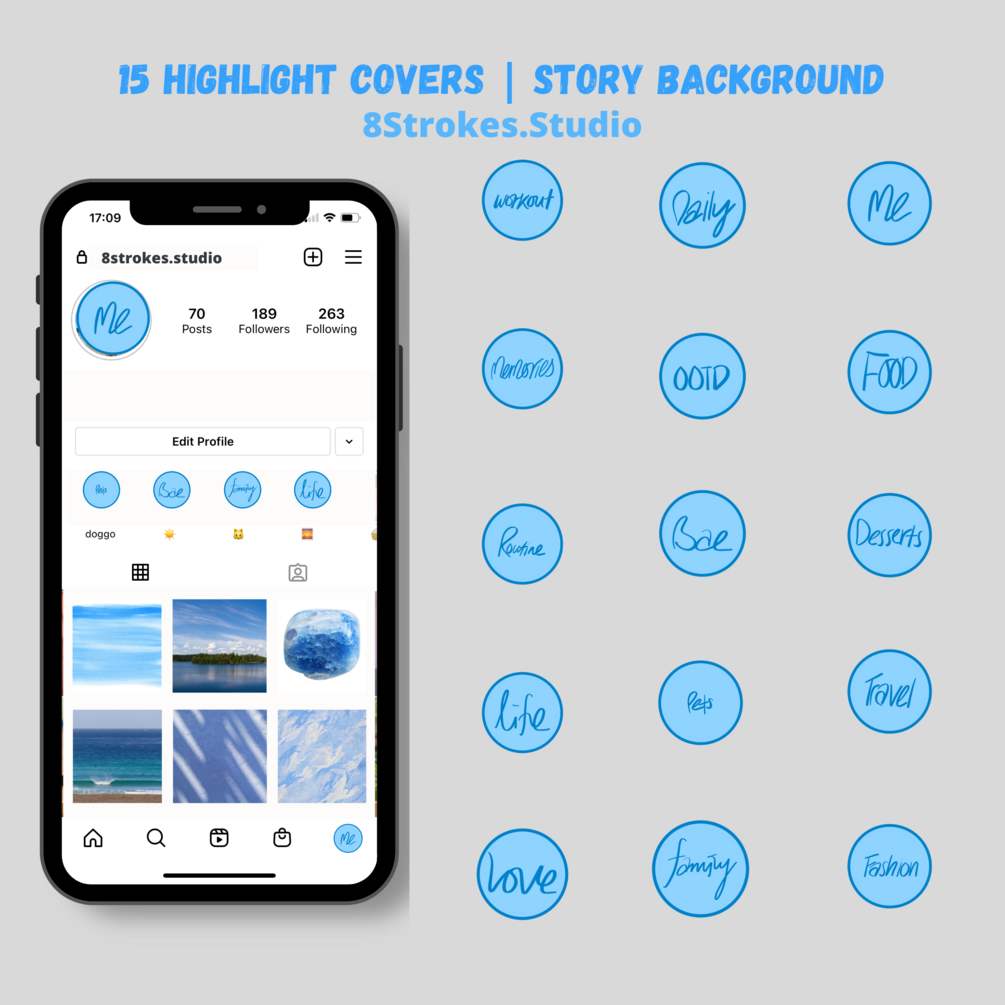 15 Instagram Story Highlight Icons | Blue Dream | Blue Theme Instagram ...