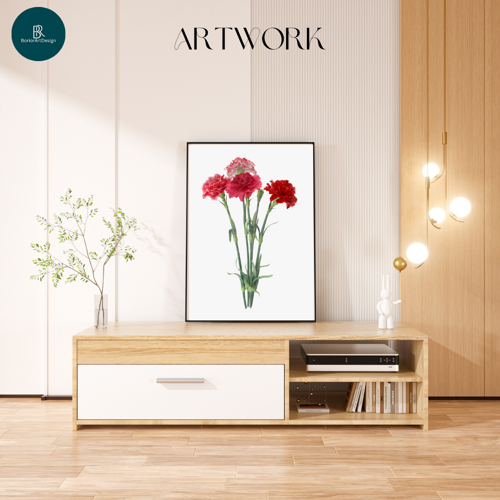 Affiche minimaliste de fleurs roses et rouges | Décoration murale ...