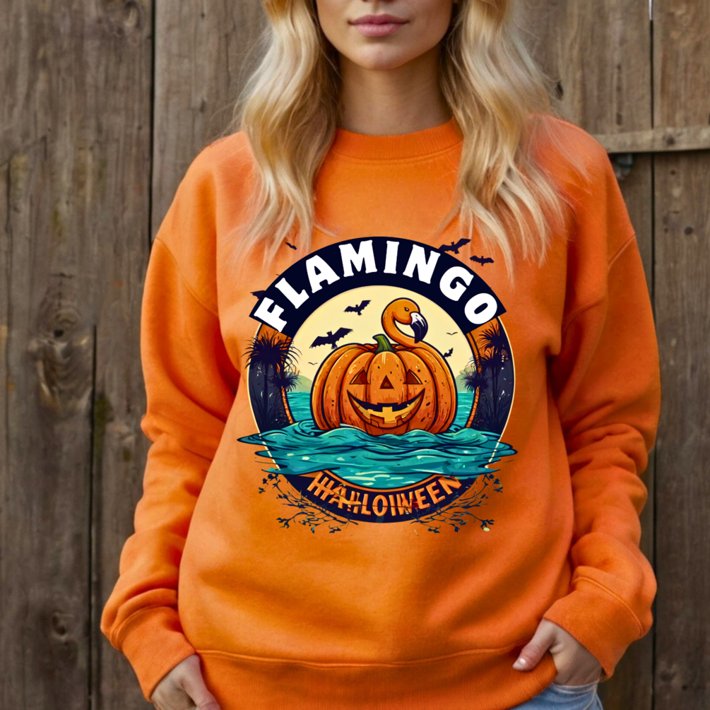 Halloween Flamingo pumpkin design-autumn pumpkin in sea design svg ...