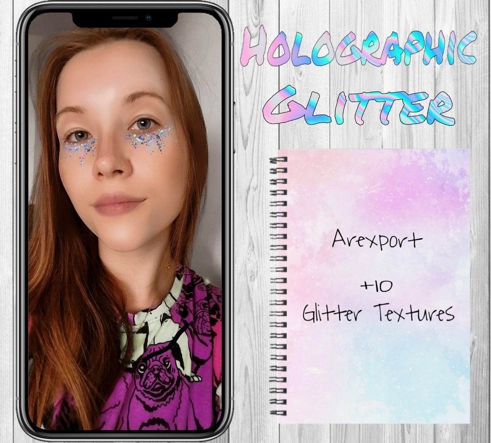 Glitter holographic mask + 10 textures | Spark AR Make-up
