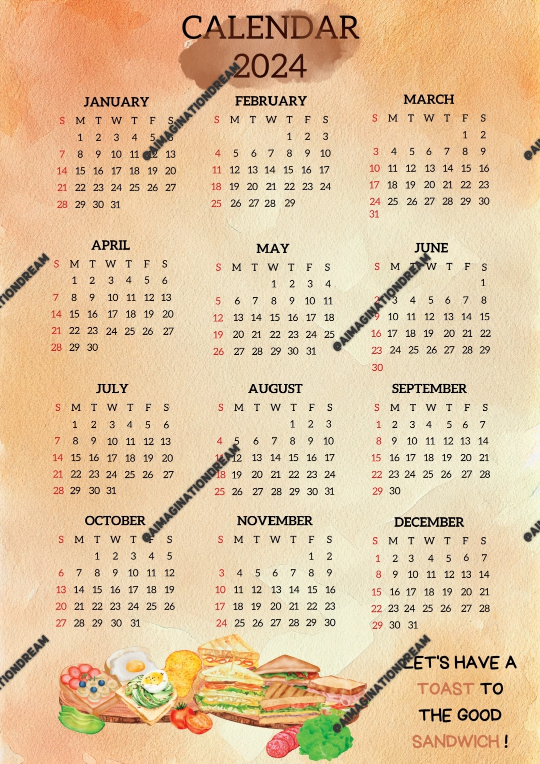 SANDWICHES & TOASTS THEME POSTER & CALENDAR