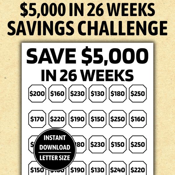 Save $5,000 in 26 Weeks | 26 Weeks Savings Challenge