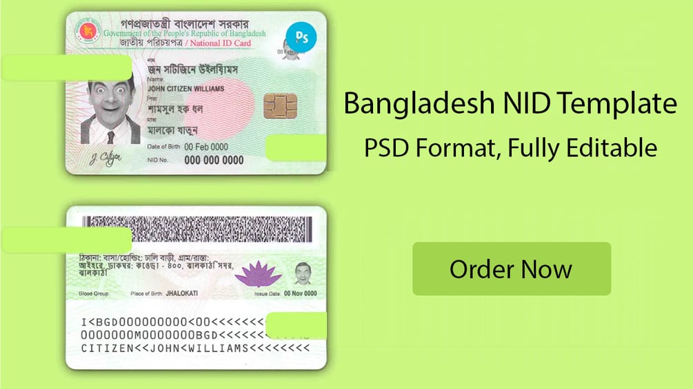 Bangladesh National ID Template in PSD Format, Fully Editable