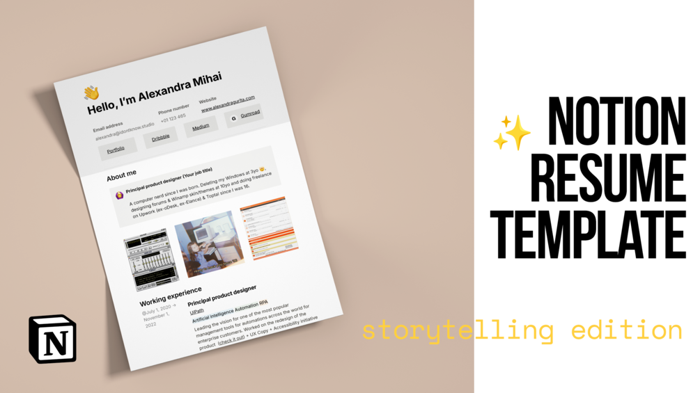Notion Resume Template | An original CV format to land your next job