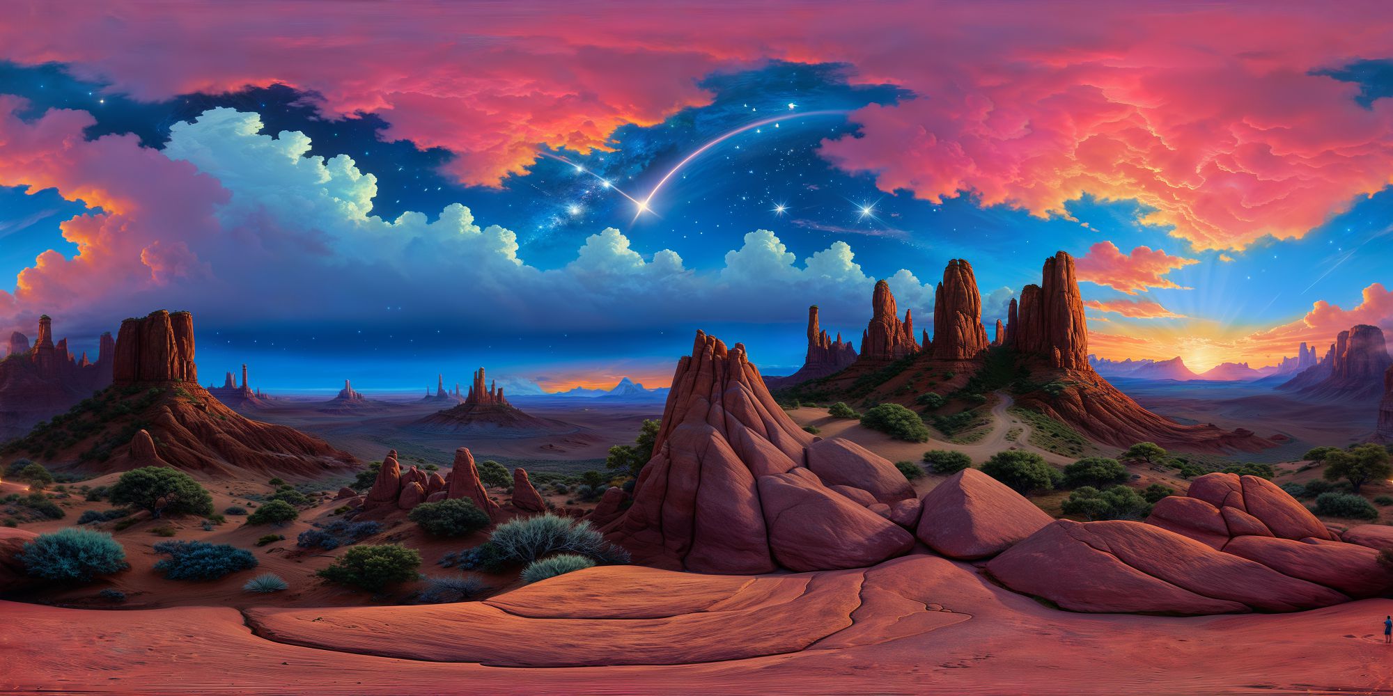 8K HDR Expansive Extraterrestrial Desert with Cosmic Rift Background VR ...