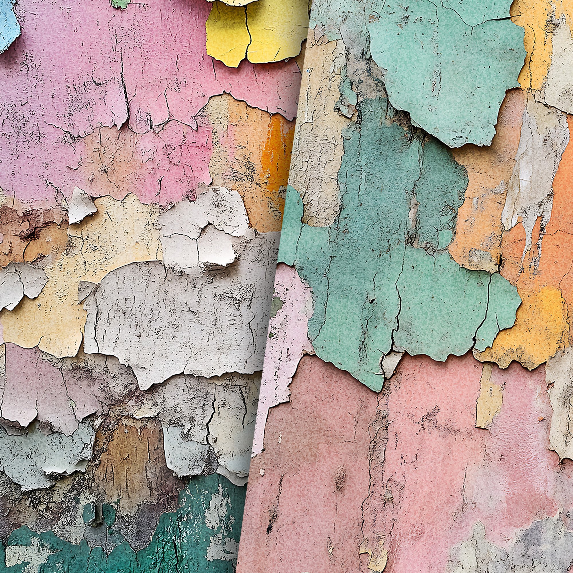 20 pc Pastel Peeling Paint Grungy Flake Printable Junk Journal Half ...