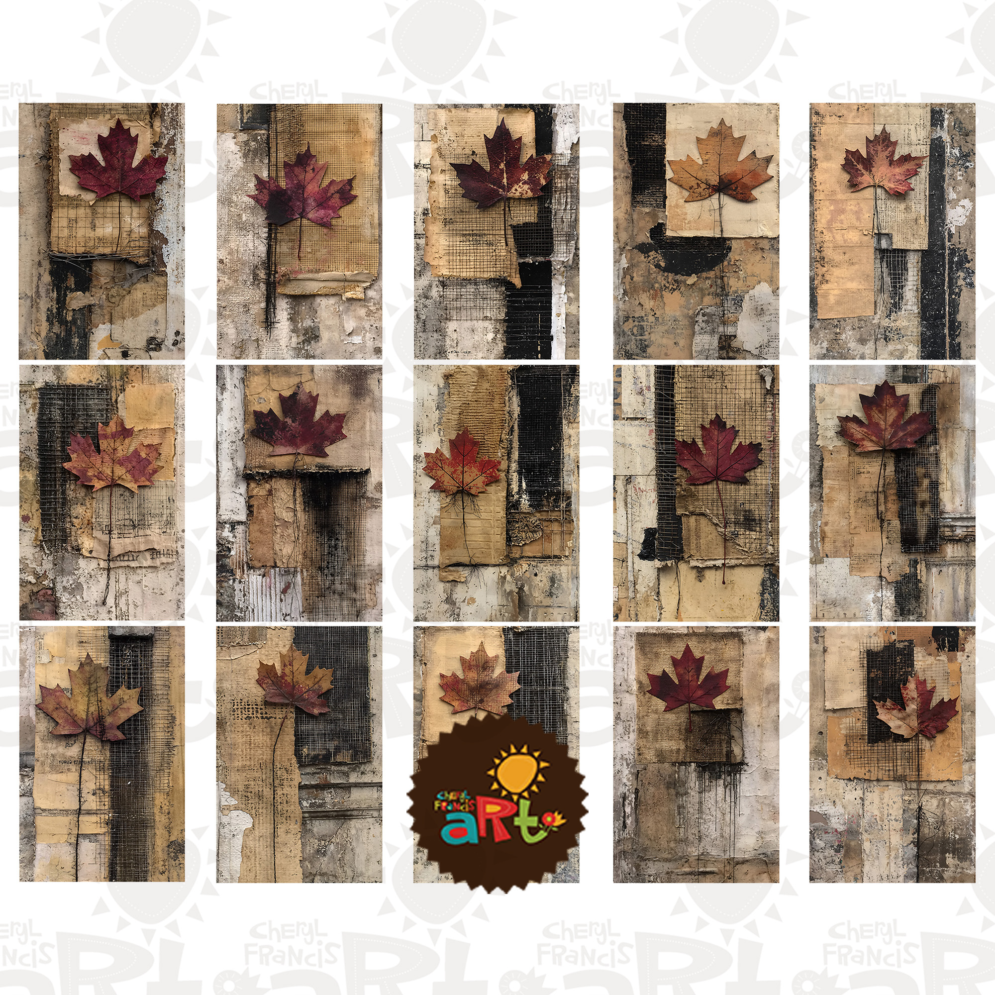 15 pc Red Maple Leaf Canadian Collage Printable Junk Journal Half ...