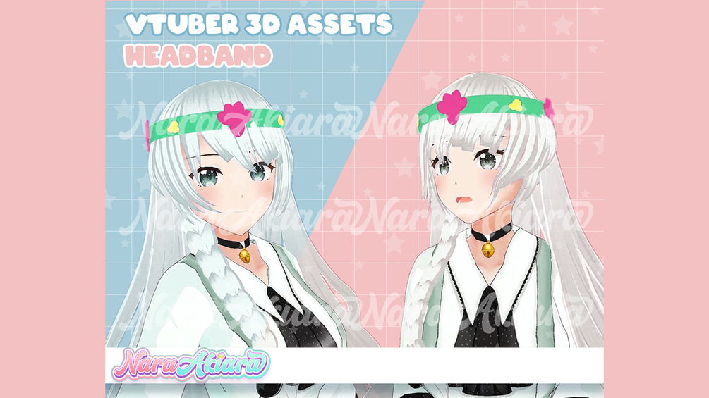 3D Vtuber Assets Green Flower Headband Vroid Commission, 3D assets ...