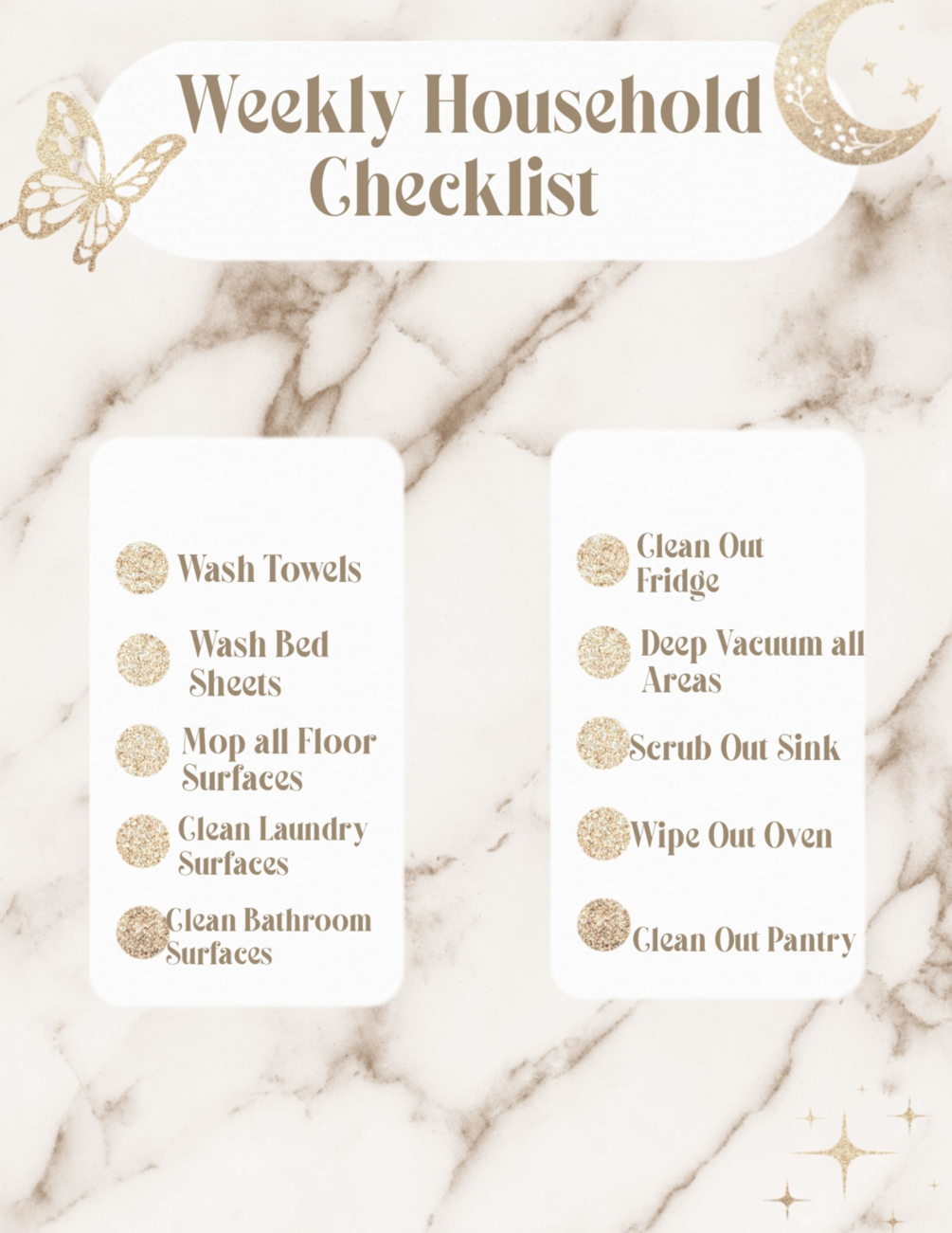 Weekly Household Checklist Pre Written
