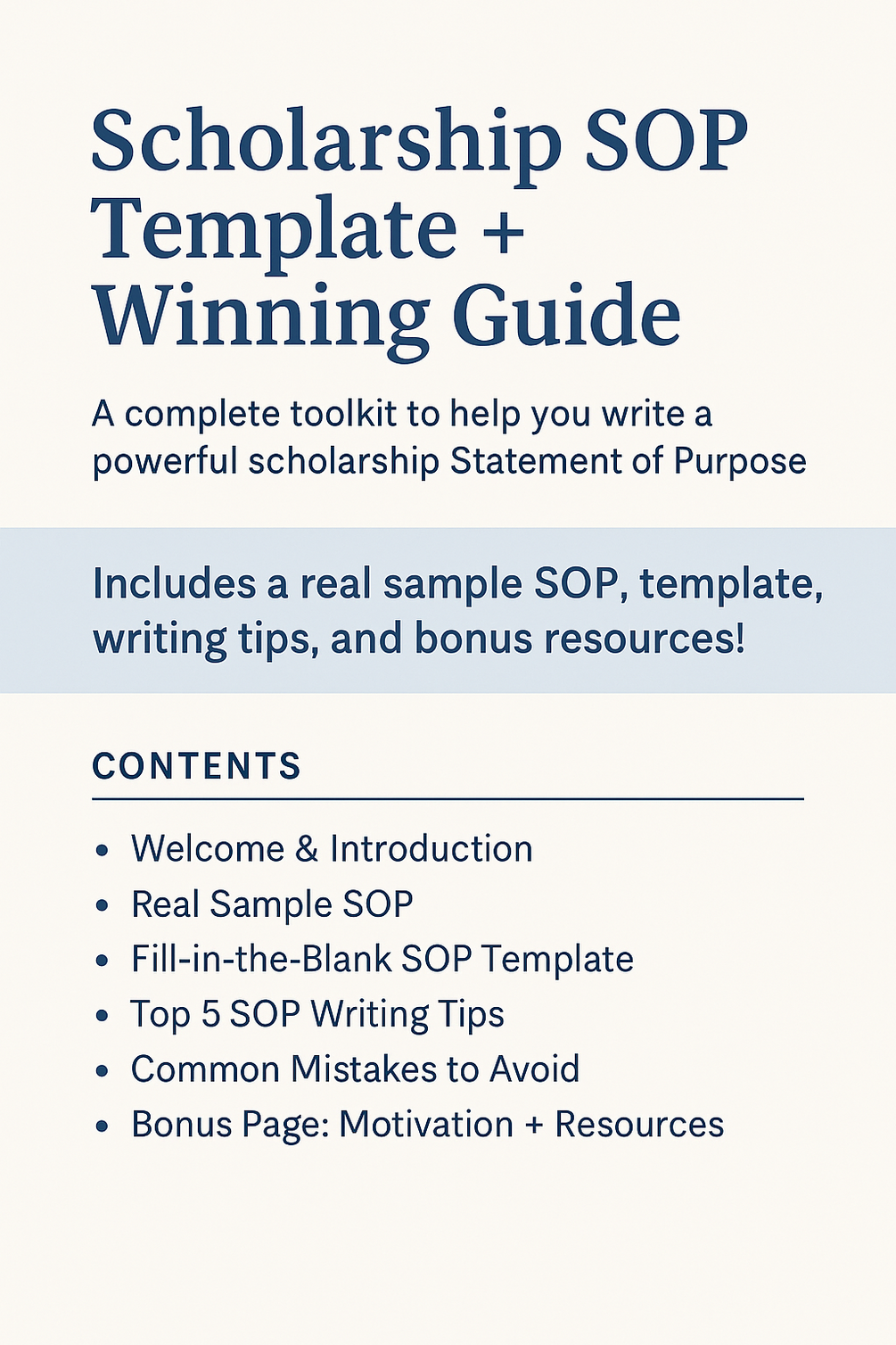 Scholarship SOP Template + Winning Guide