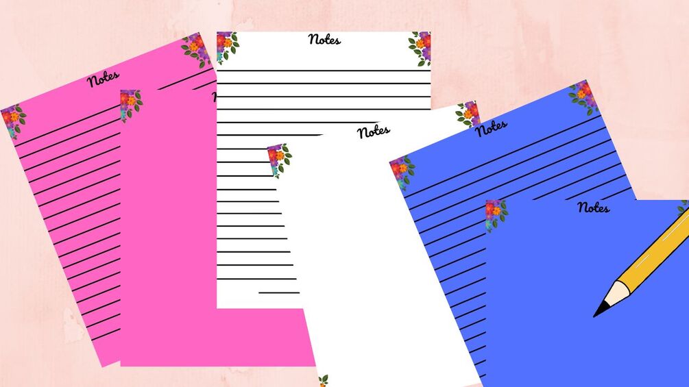 Notes Page Printable Bundle, Lined Note Paper, Blank Note Paper, Notes ...