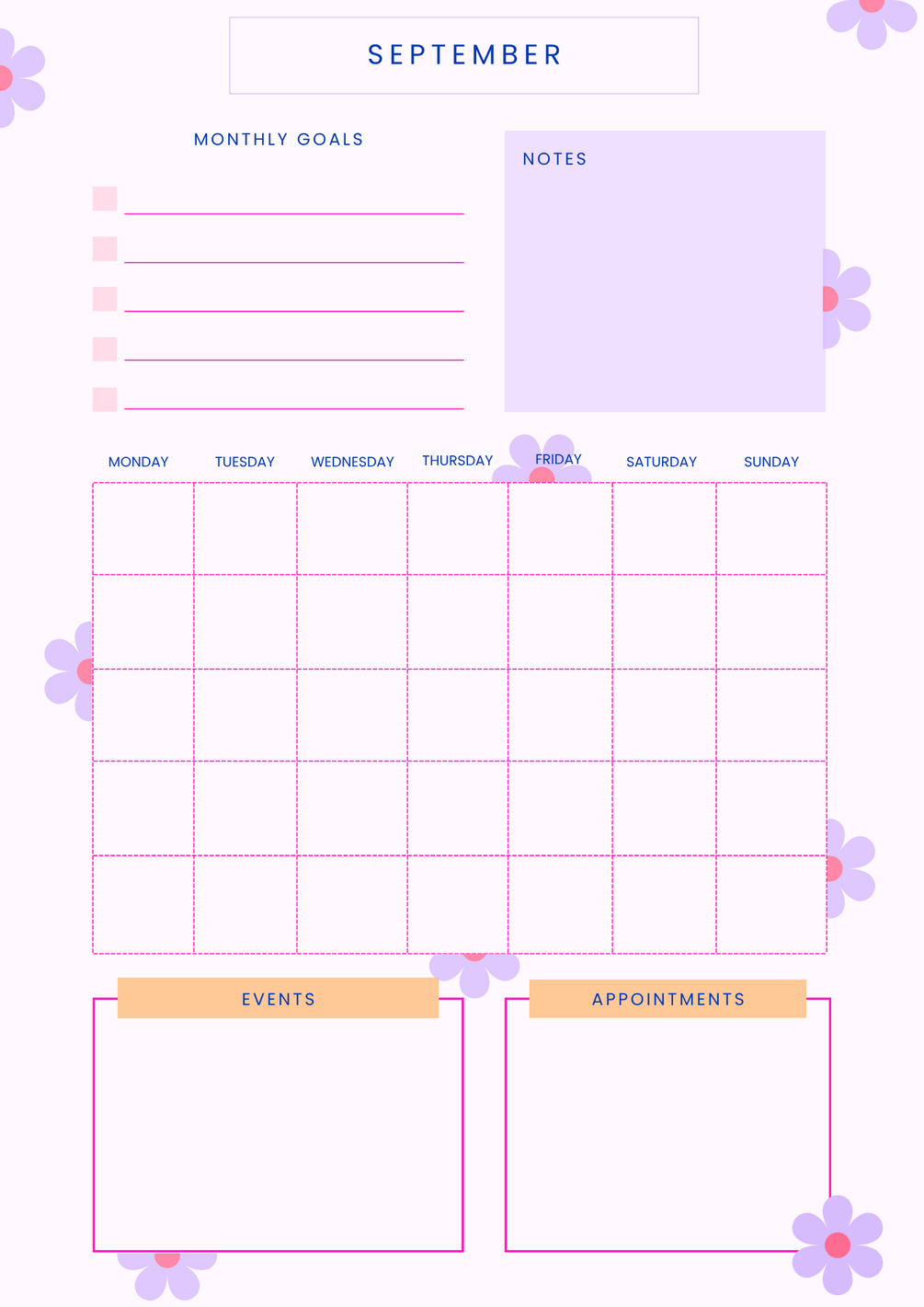 Monthly Goal-setting Planner