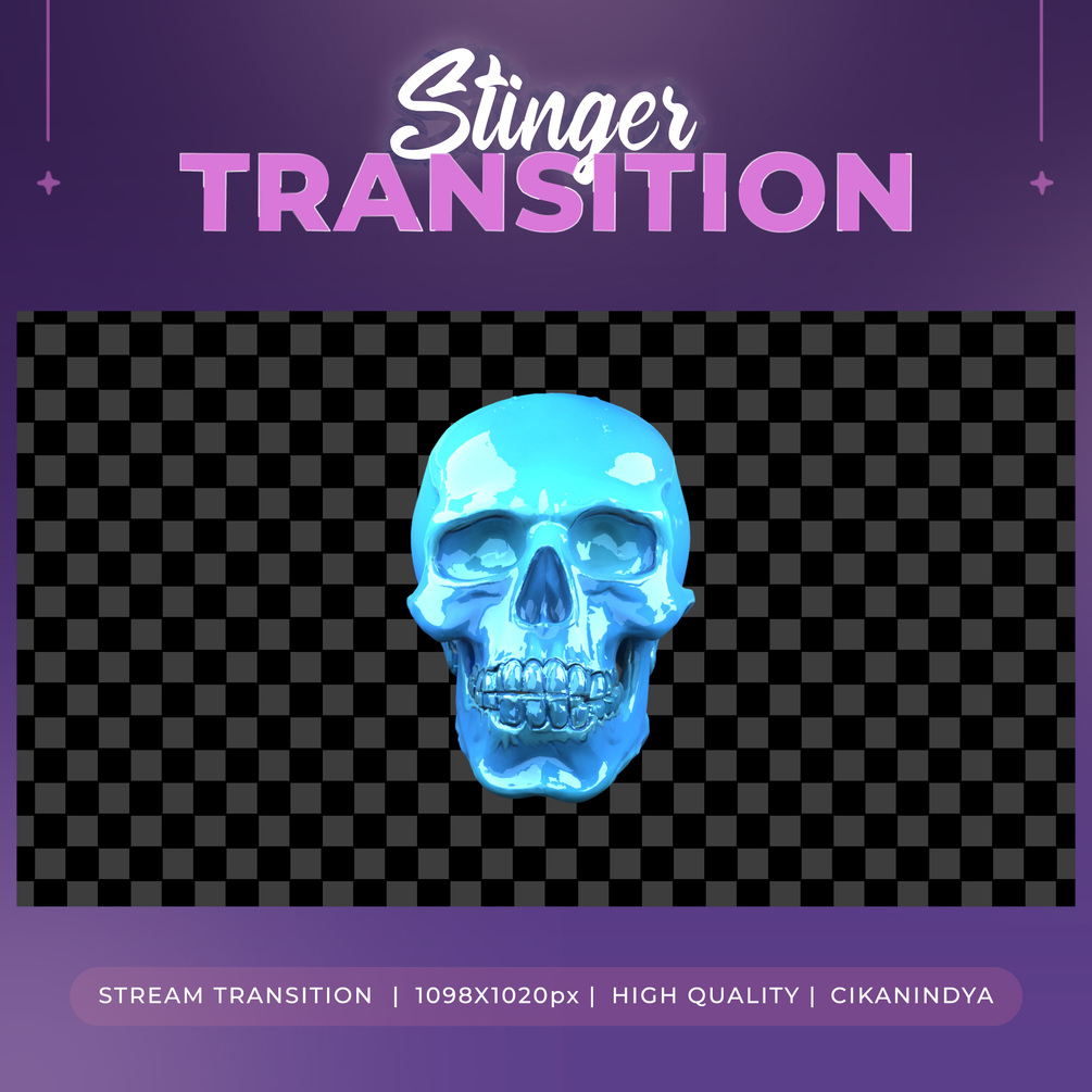Animated Stinger Transition Neon Skull | Glossy & Bold Overlay for ...