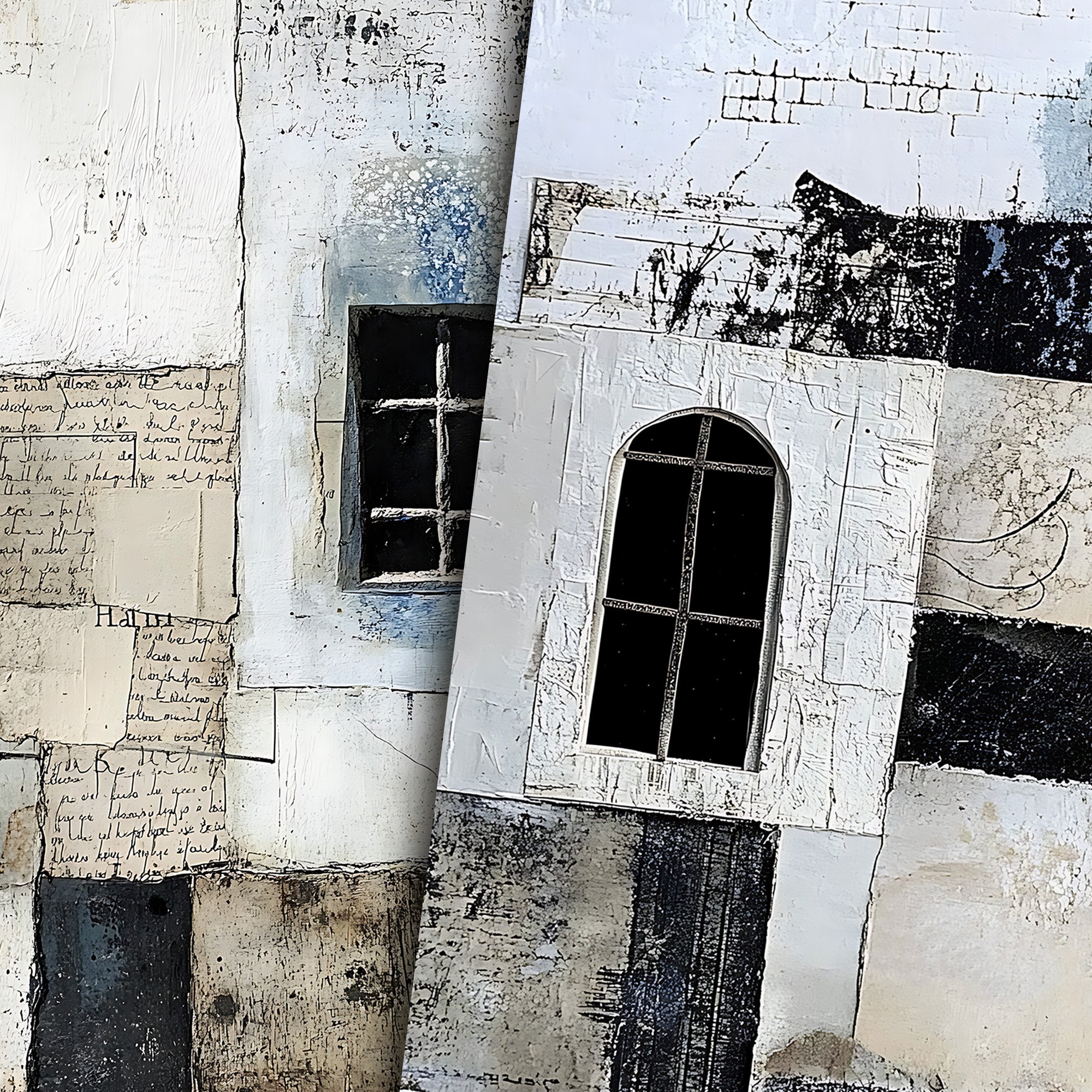 20 pc Mixed Media Abstract House Collage Printable Junk Journal Half ...