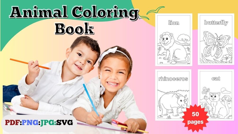 ANIMAIL coloring book A 3-Book Collection of Animal Names in English ...