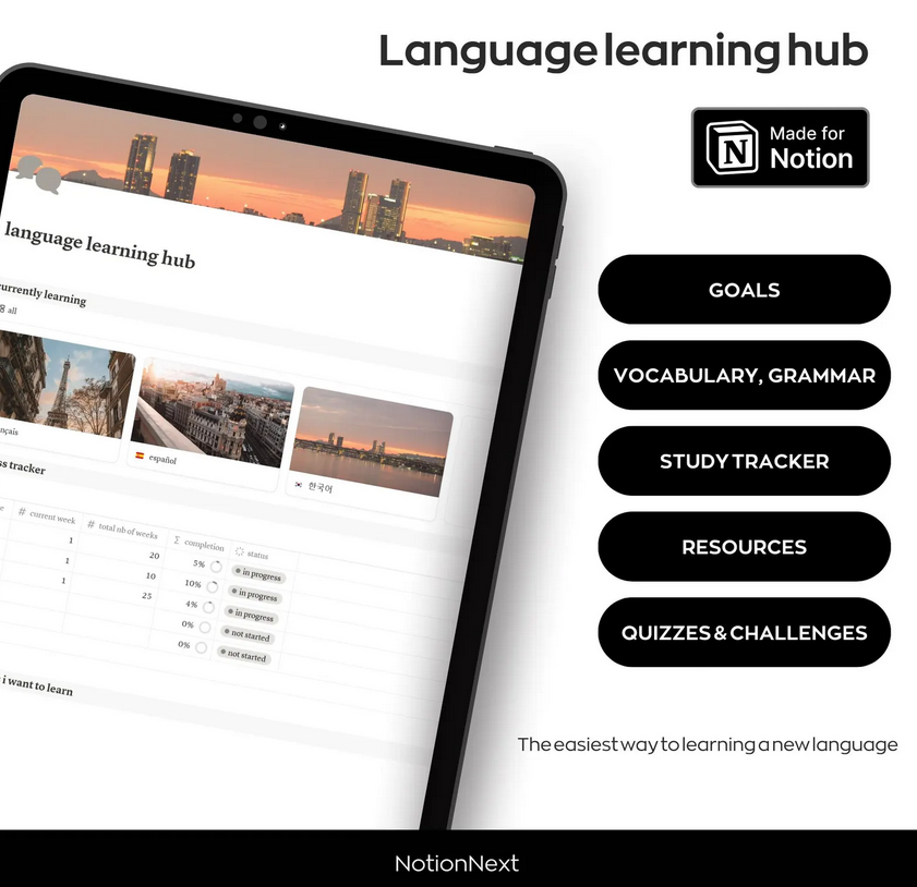 Language learning Notion template