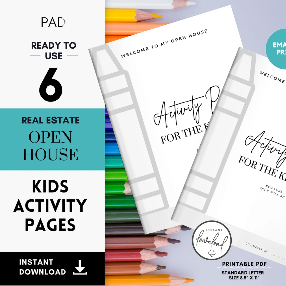 Printable Realtor Open House Kid Activities 6 Worksheets | Real Estate ...