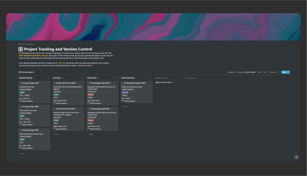 Project Tracker | Version Control Notion Template