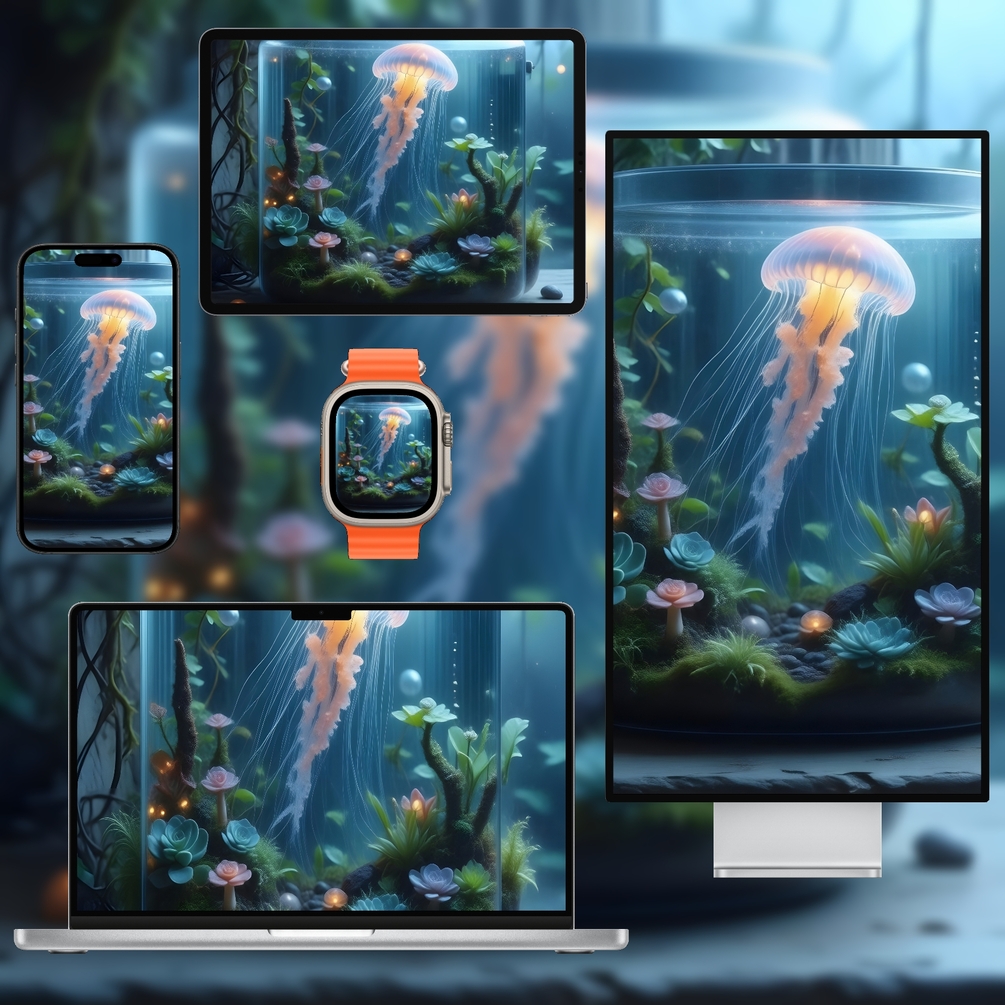 Ethereal Underwater Jellyfish and Terrarium Mobile Wallpaper ...