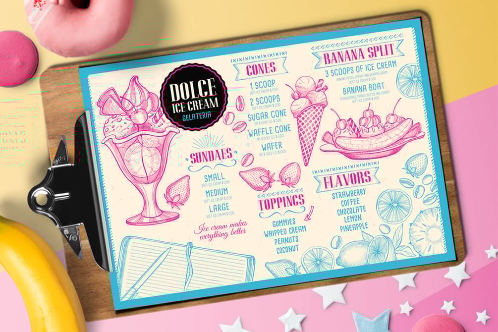 Modern Ice Cream Menu