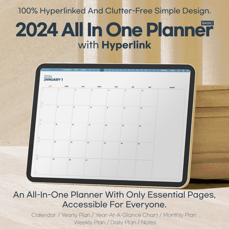 2024 all in one planner with hyperlink