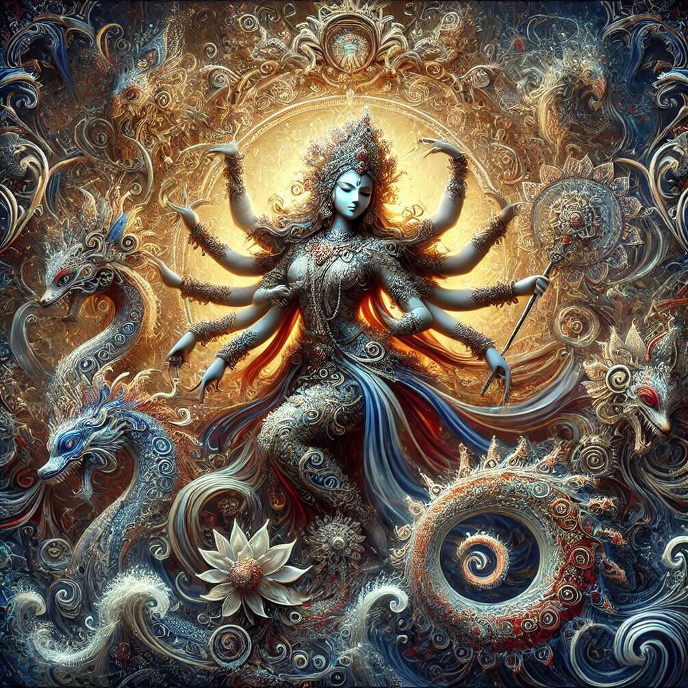 🌺 Divine Abstract Expression Images of Mata Durga 🌟