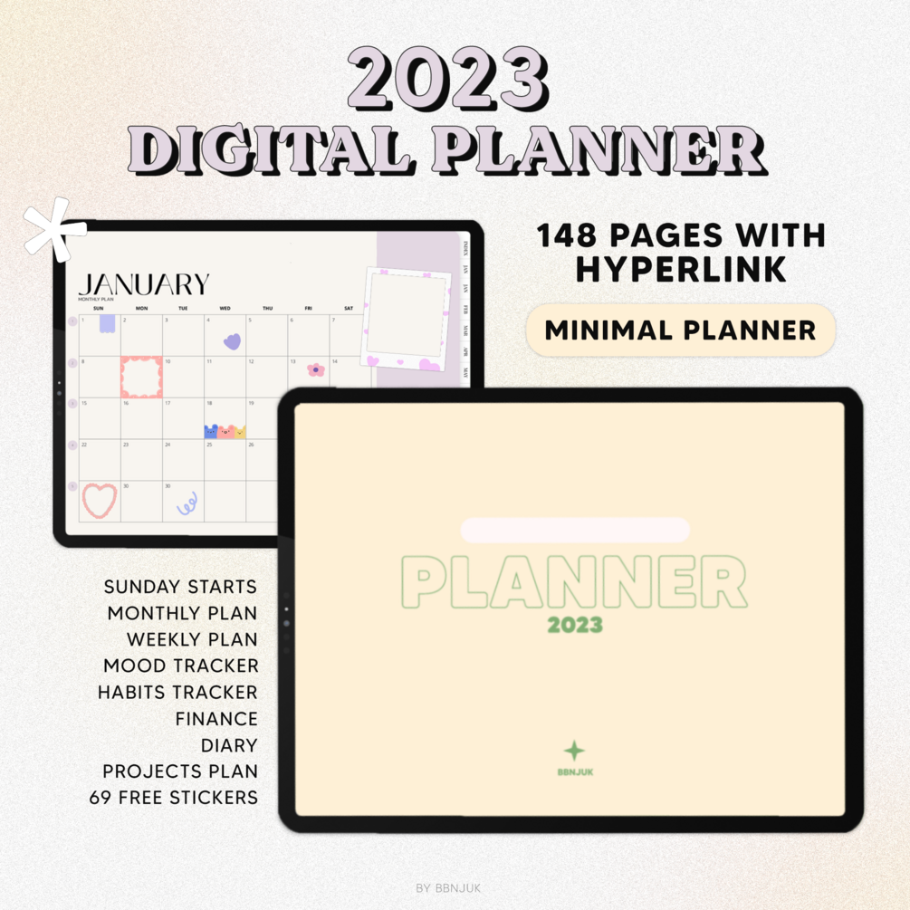 2023 Hyperlink Planner and journal Goodnotes & Notability BBNJUK