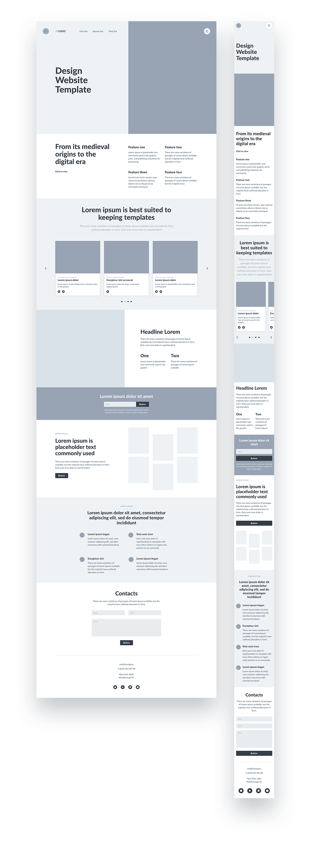 Landing Page Wireframe #74 (Light and Dark theme)