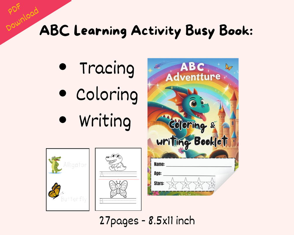 ABC Coloring & Writing Printable Activities: Busy book for Kids