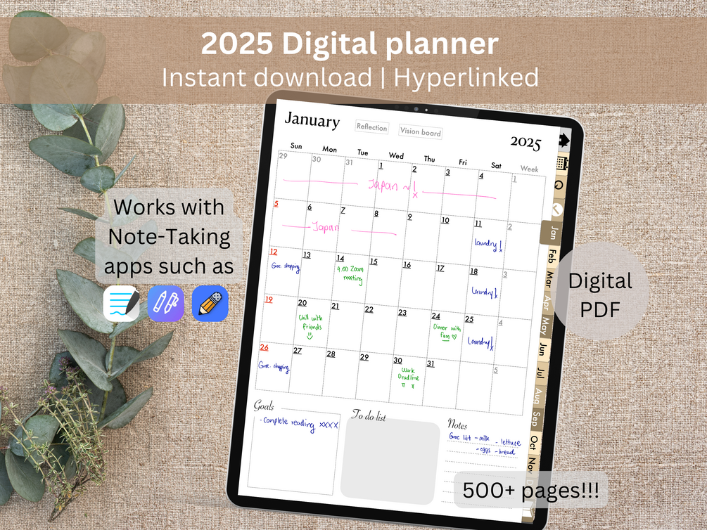 2025 Digital planner, planner 2025, minimal planner, minimalist ...