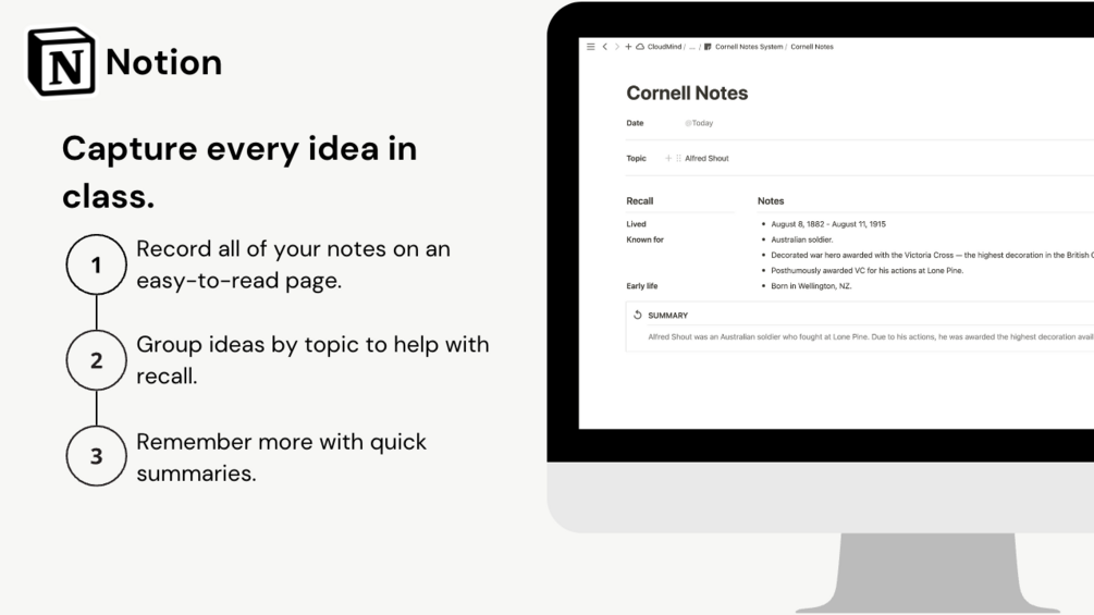 Cornell Notes | Notion Template - FREE!