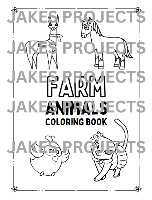 Black White Clean Farm Animals Coloring Worksheet Set