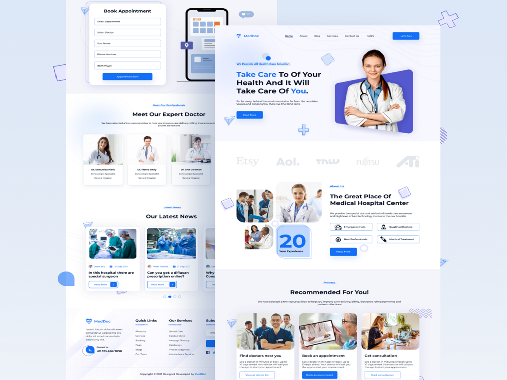 MedDoc Website Homepage UI Design