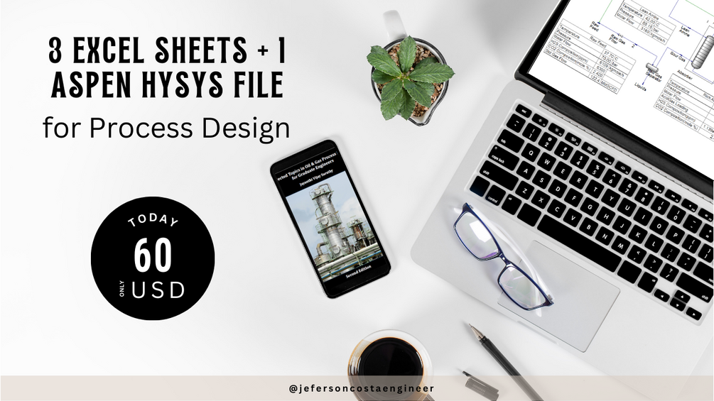 3 Excel Sheets + 1 Aspen Hysys file for Process Design