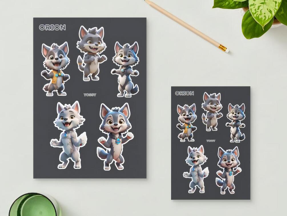 Orion The happy wolf - Digital Stickers | 3D rendered Vector | HQ Printable