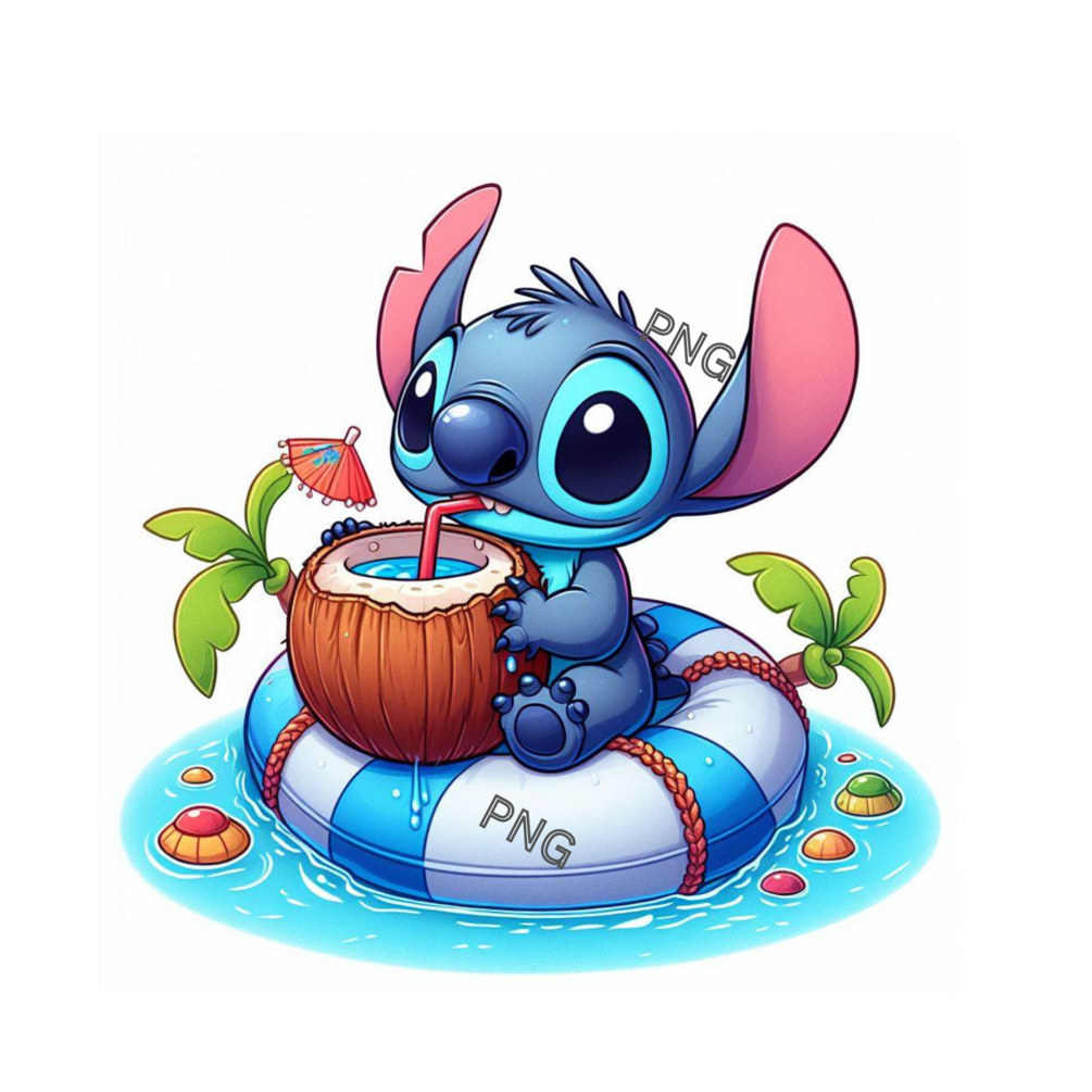 Stitch Pool Ring Summer Birthday Invitation | Tropical Pool Party Invite