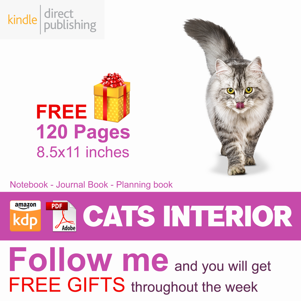 FREE KDP INTERIOR Cats Notebook 120 pages
