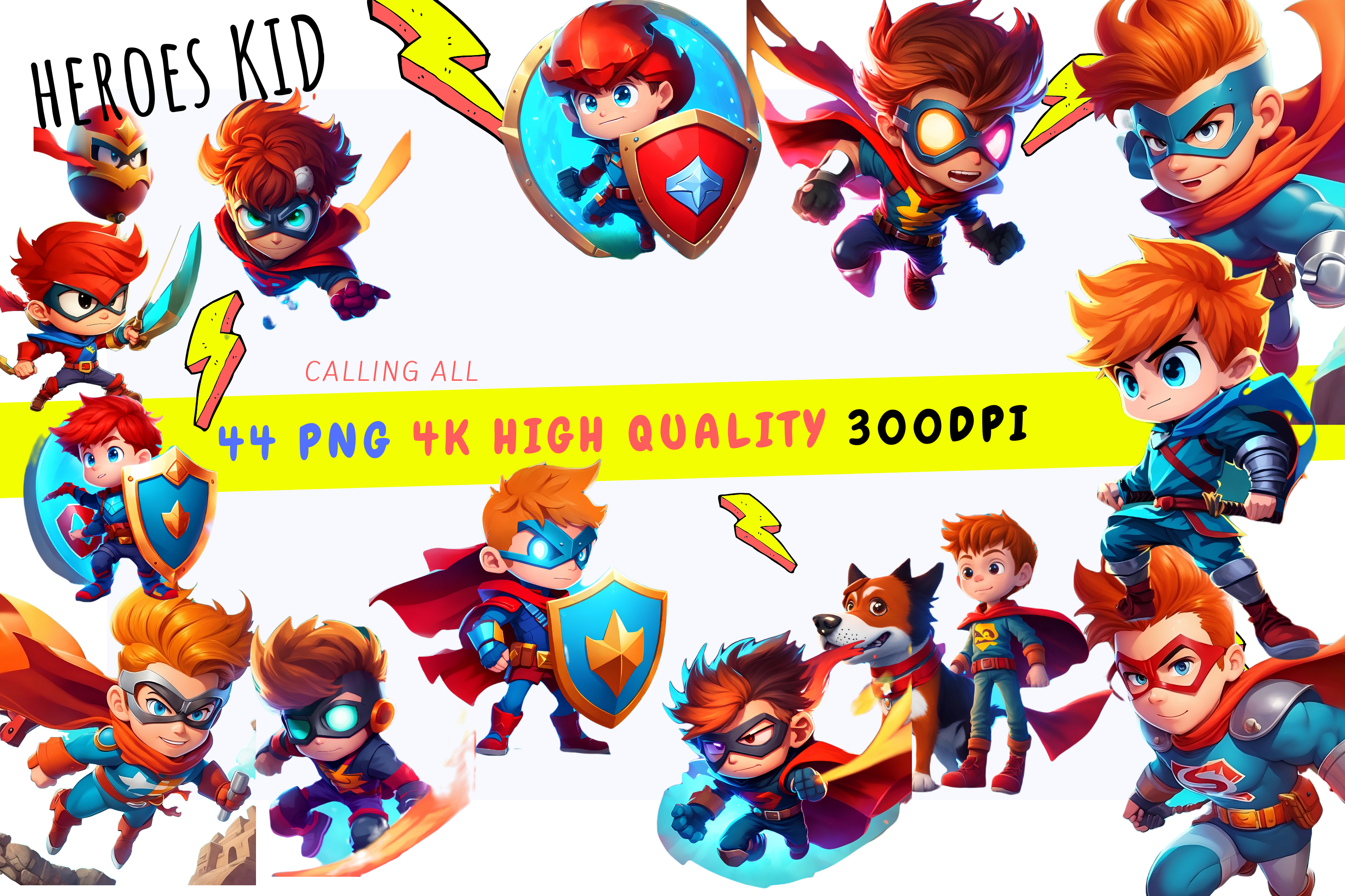 44 PNG High-Quality 300DPI - Super Hero Kid Clipart Cartoon Art for ...