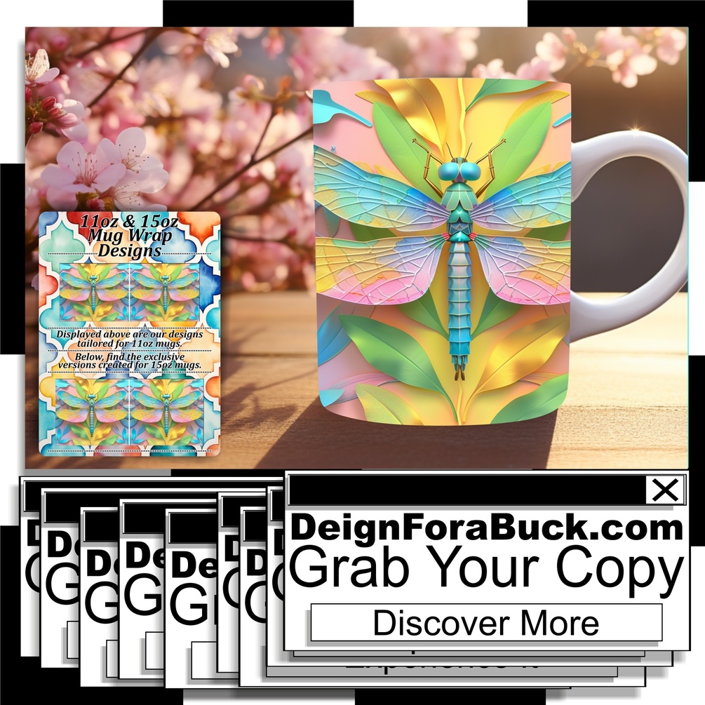 Exquisite Dragonfly Designs, 11oz, 15oz Mug Wraps Design, template ...
