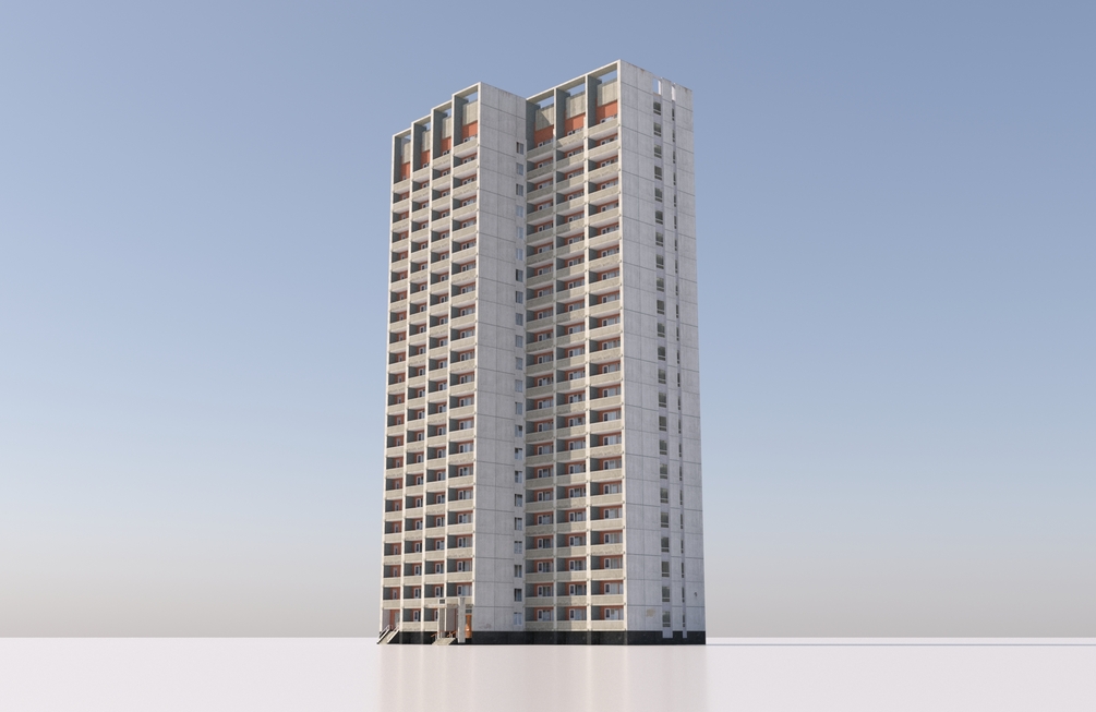 Russian 22 Storey Apartment Panel House Low-poly 3D model