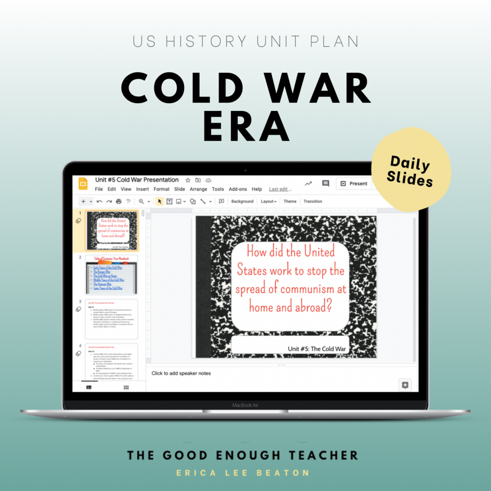 Cold War Era \\ US History Unit Plan & Daily Slides