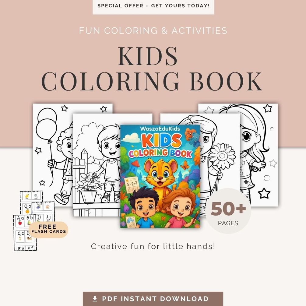 Printable Coloring Book for Kids Ages 3–7 | 50+ Easy & Adorable Pages