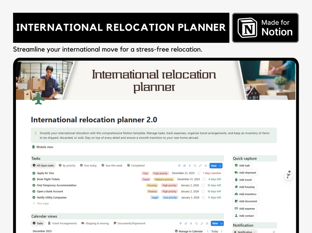 International relocation planner - Notion template