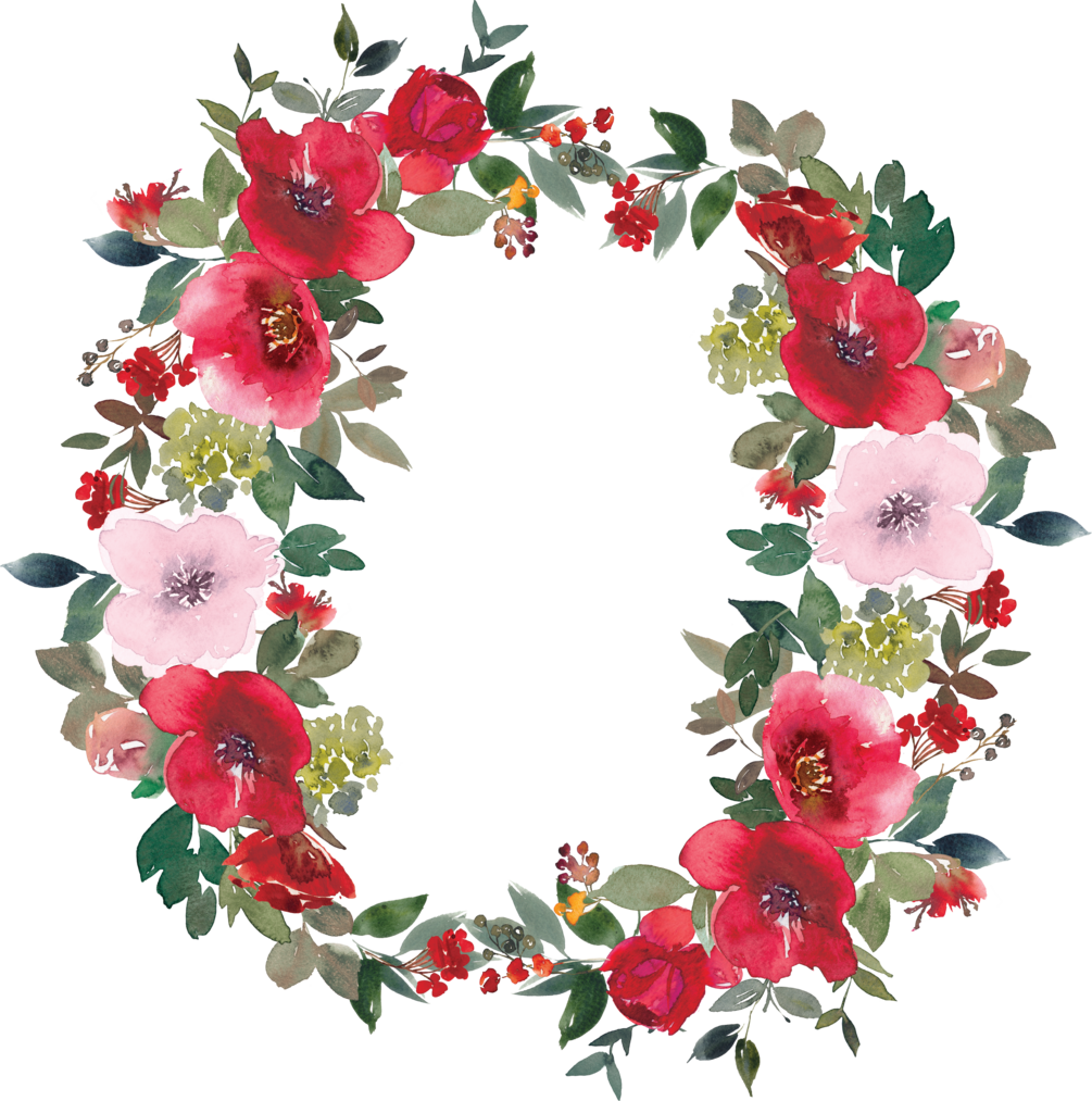 Watercolor Red Rose Clipart Set