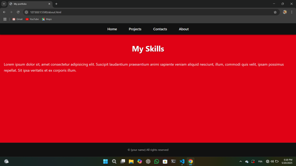 Html css JavaScript portfolio template website